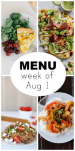 Dinner Menu for the First Week of August - Everyday Reading