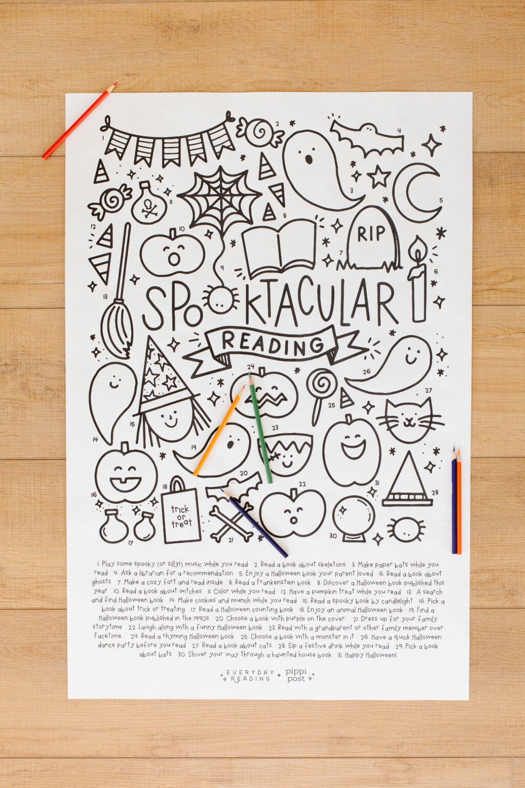 A Halloween Coloring Page Calendar - Everyday Reading