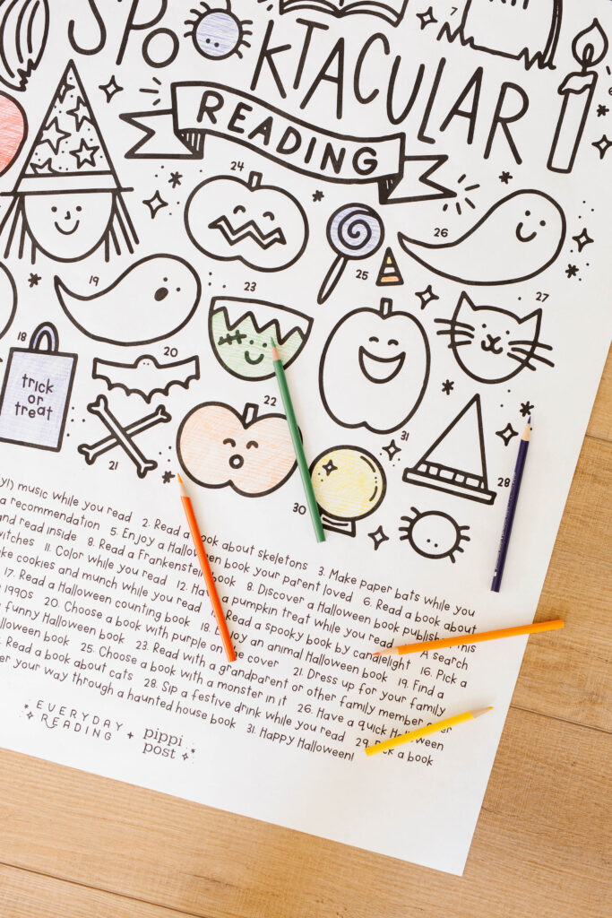 A Halloween Coloring Page Calendar - Everyday Reading