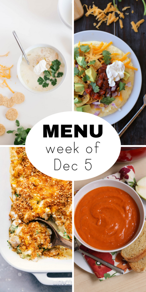 Weekly Menu for December - Everyday Reading