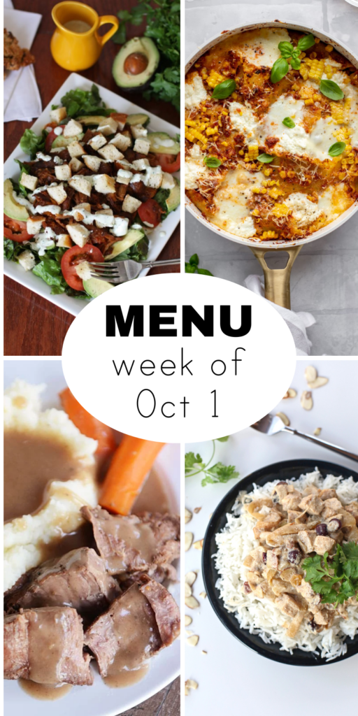 Dinner Menu for the First Week of October - Everyday Reading